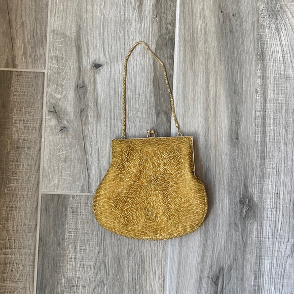 Walborg | Bags | Vintage Walborg Gold Beaded Kiss Lock Purse Bag | Poshmark